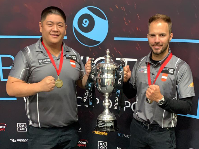Mario He (Austria team) winning the World Cup of Pool 2019 with his ...