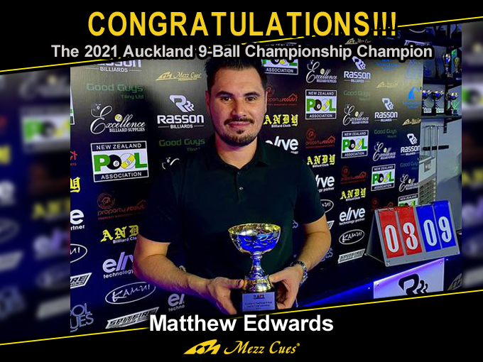 Pool player Matthew Edwards (New Zealand) won the 2021 Auckland 9-Ball ...