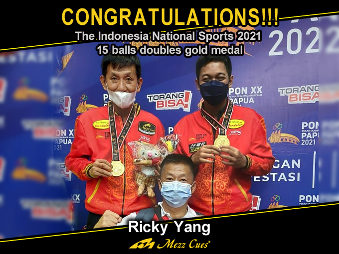 Pool player Ricky Yang(Indonesia) won the Indonesia National Sports 2021 in 15 balls doubles ...